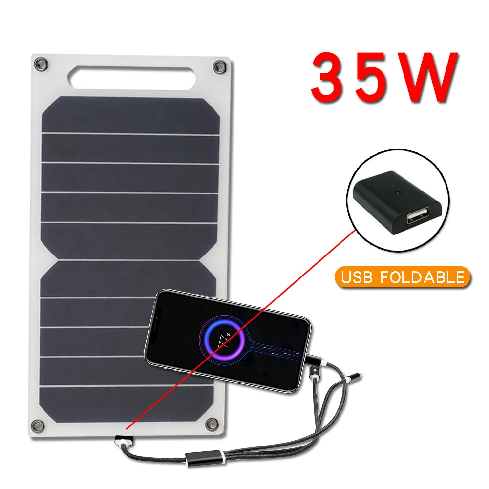 35W Solar Panel With USB Waterproof Outdoor Hiking And Camping Portabl ...