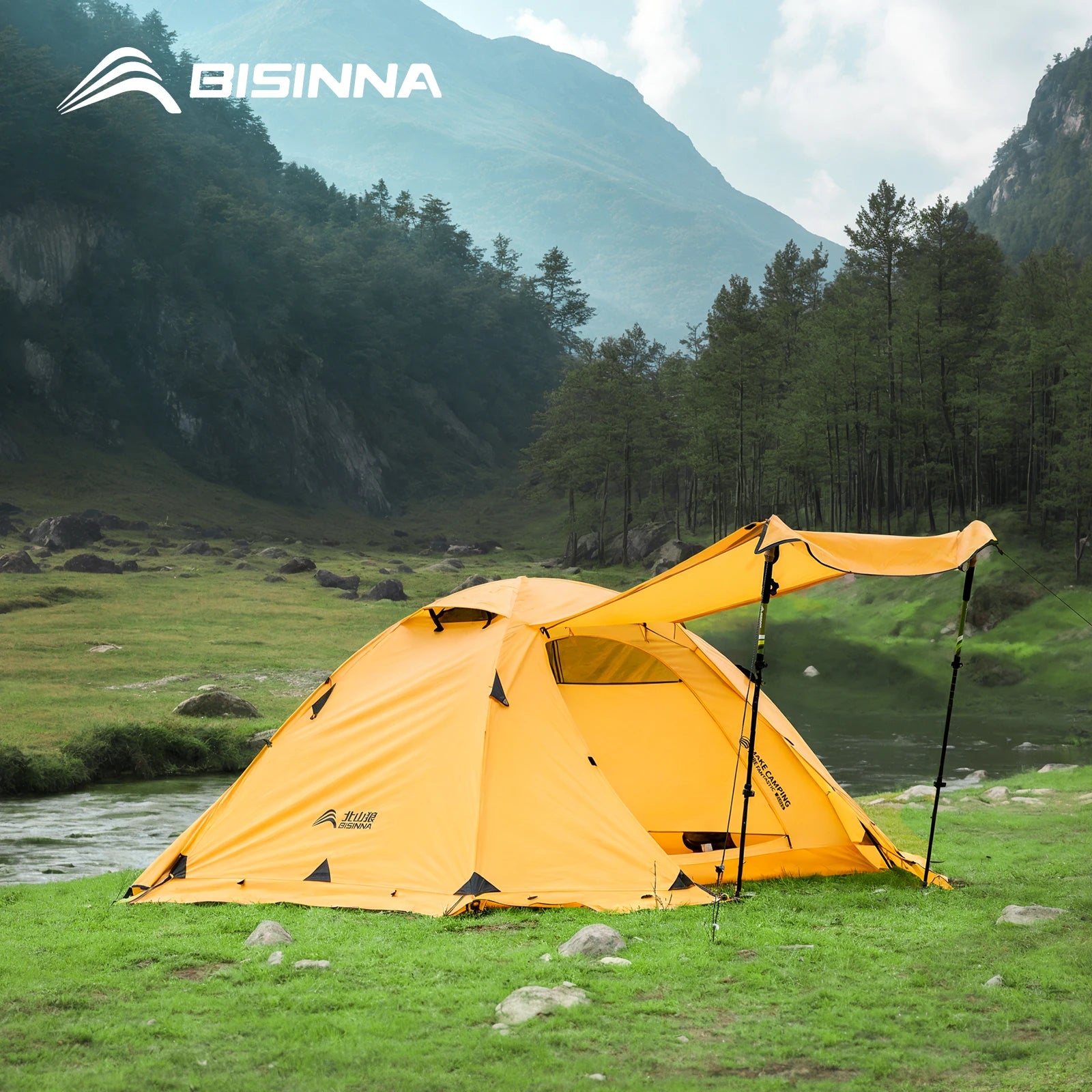 BISINNA 4 Season Camping Tent With Snow Skirt 2 Person Double Layer Al ...